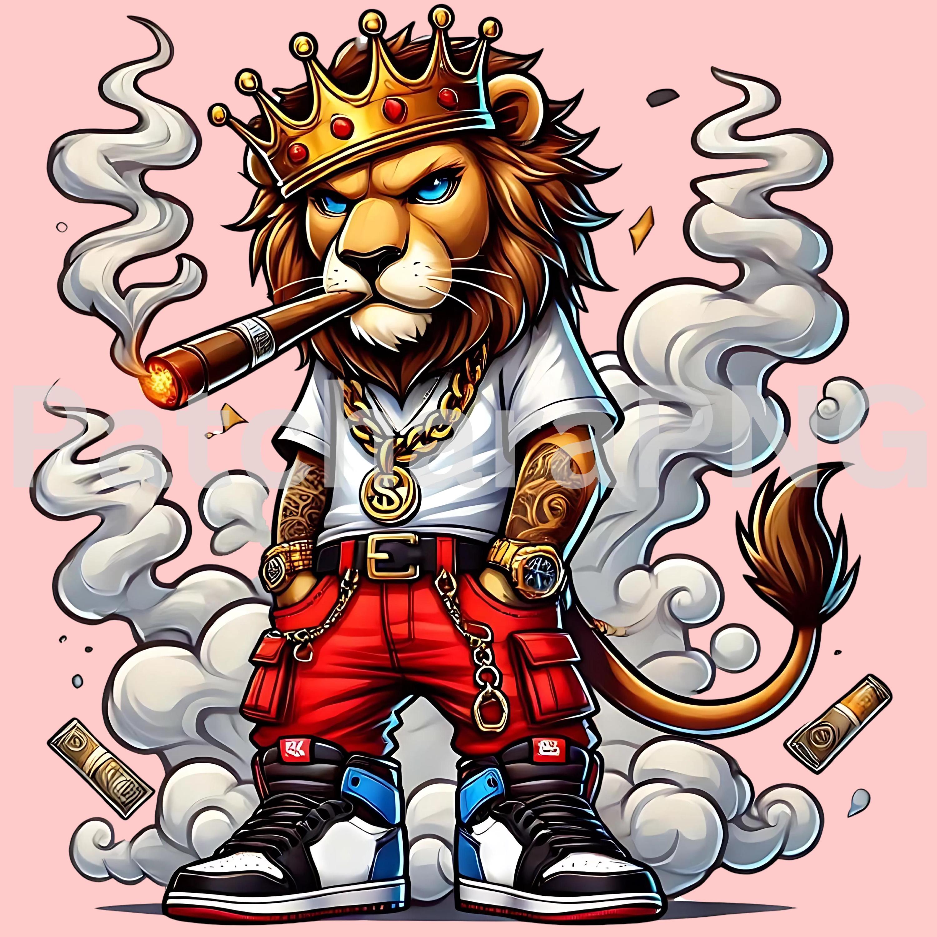 Hip-hop Lion King PNG | Fierce Cartoon Animal Character | Digital ...