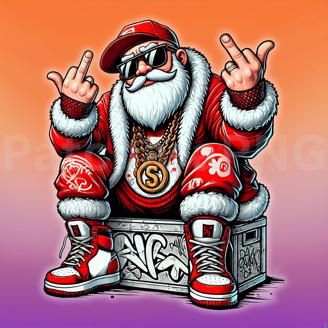 Hip-hop Santa Claus PNG | Urban Christmas Sublimation Design | Cool ...