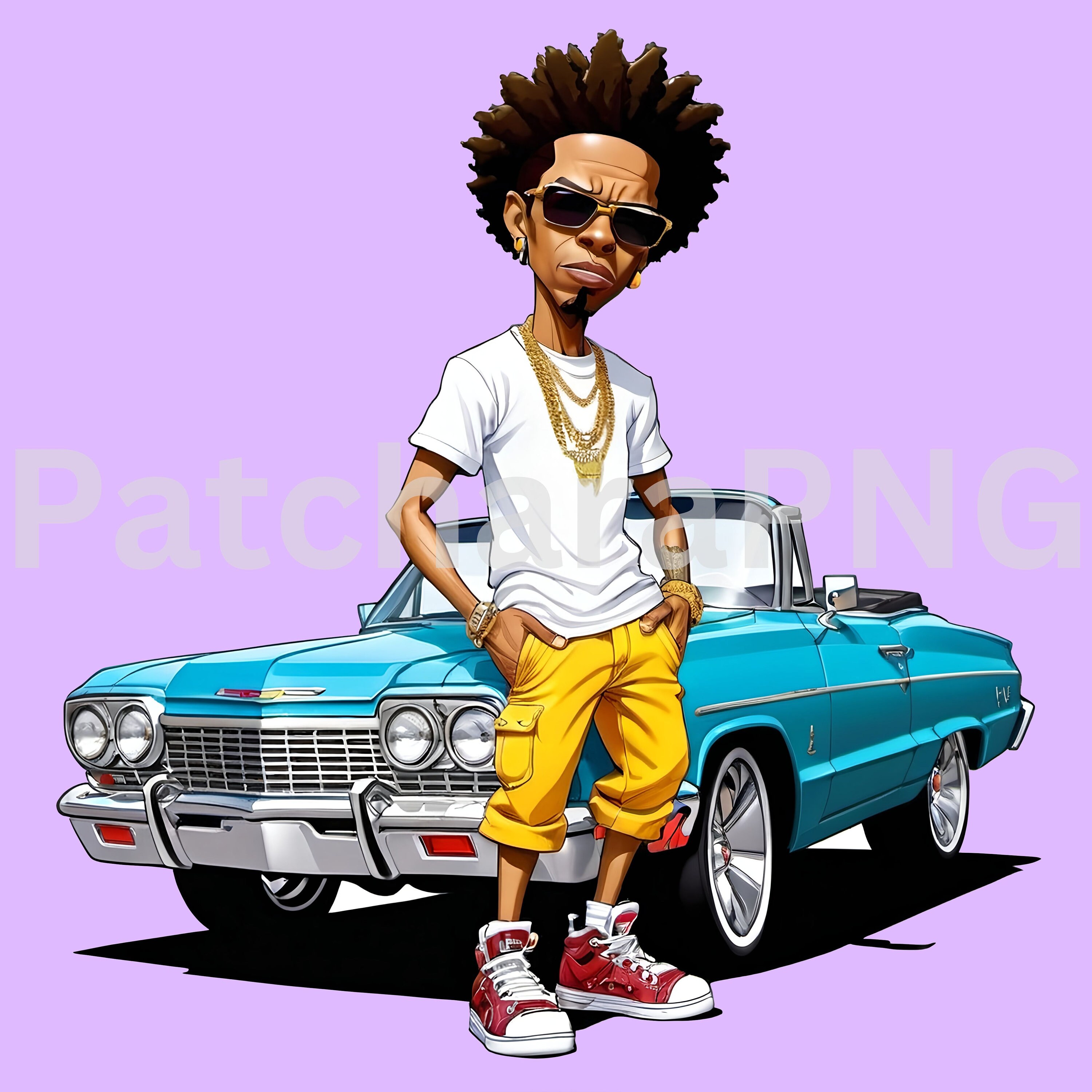 Hip-hop Cartoon Chevy Impala PNG Vintage Car Clipart Digital Download ...