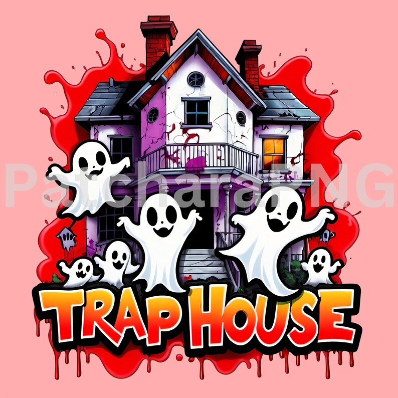 Trap House Graffiti Art and Ghost Set 2 - Colorful Cartoon Design With ...