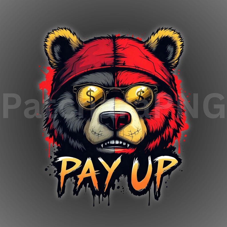 Pay up Bear PNG | Urban Bear Clipart With Dollar Eyes and Hoodie ...