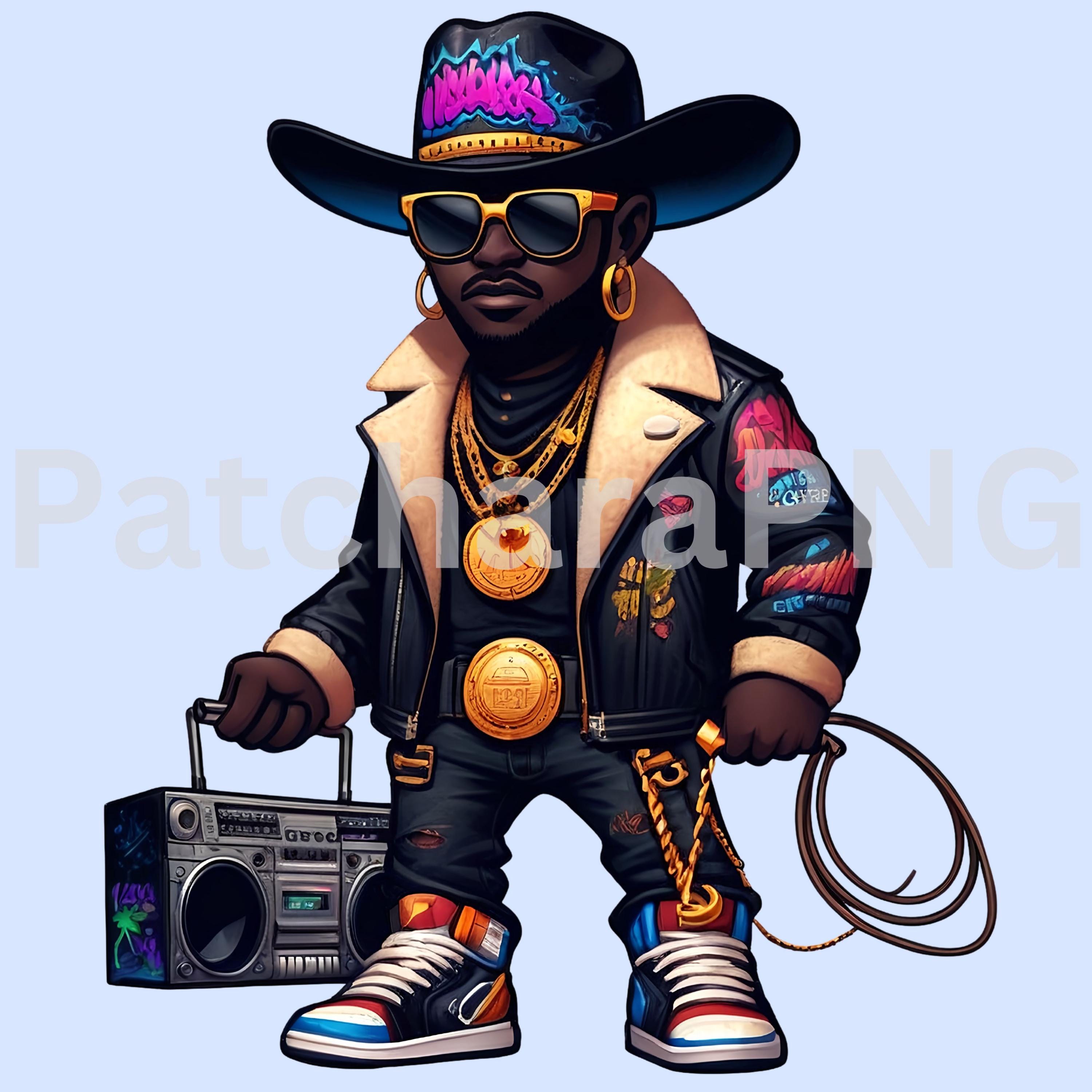 Hip-hop Cowboy Cartoon Clipart | Cool Urban Cowboy With Lasso & Peace ...