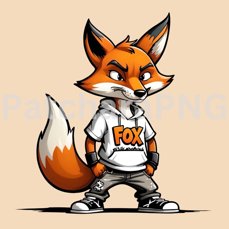 Determined Cartoon Hip-hop Fox Graffiti Art - Graffiti Art Fox Clip Art- Edgy Street Style ...