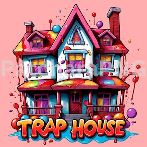 Trap House Graffiti Art and Ghost Set 2 - Colorful Cartoon Design With ...