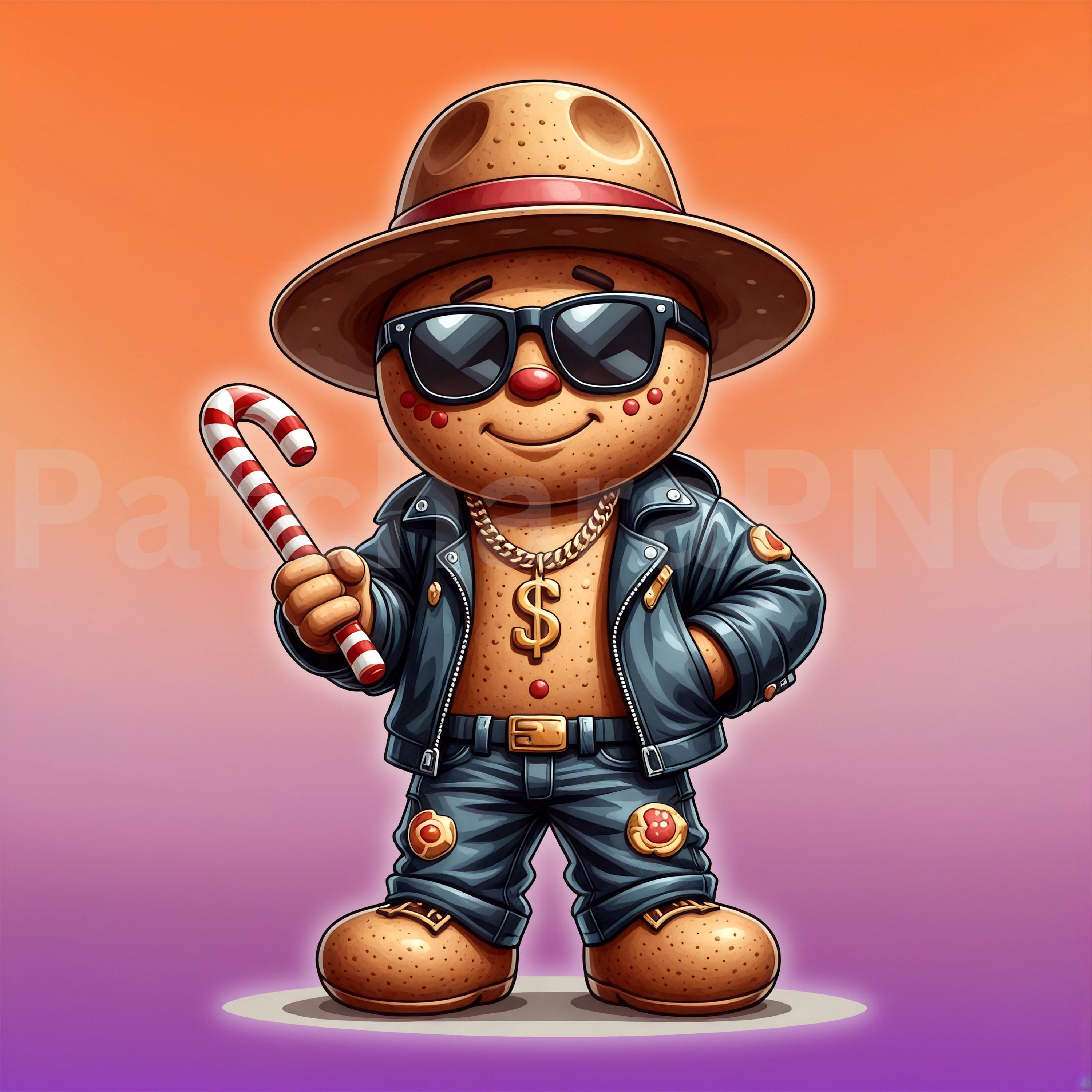 Gangster Gingerbread Man Clipart | Cool Hip-hop Cookie PNG | Trendy ...