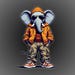 Gangsta Elephant PNG | Cool Urban Hip-hop Animal Clipart | Sublimation ...