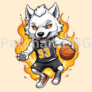 Basketball Wolf PNG | Wolf Clipart in Jersey With Fireball and Sneakers ...