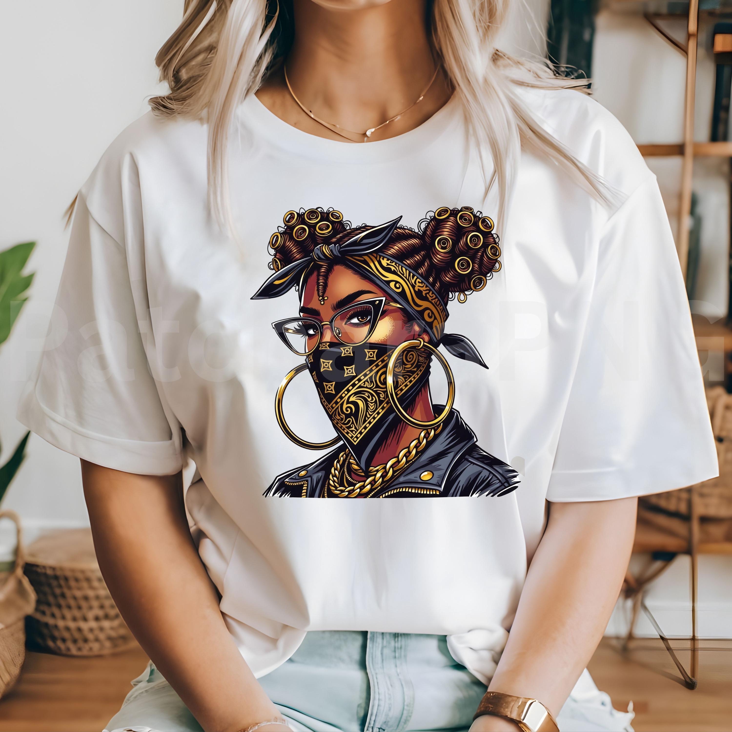 Gangsta Girl PNG | Black Woman Hip-hop Clipart With Gold Bandana ...