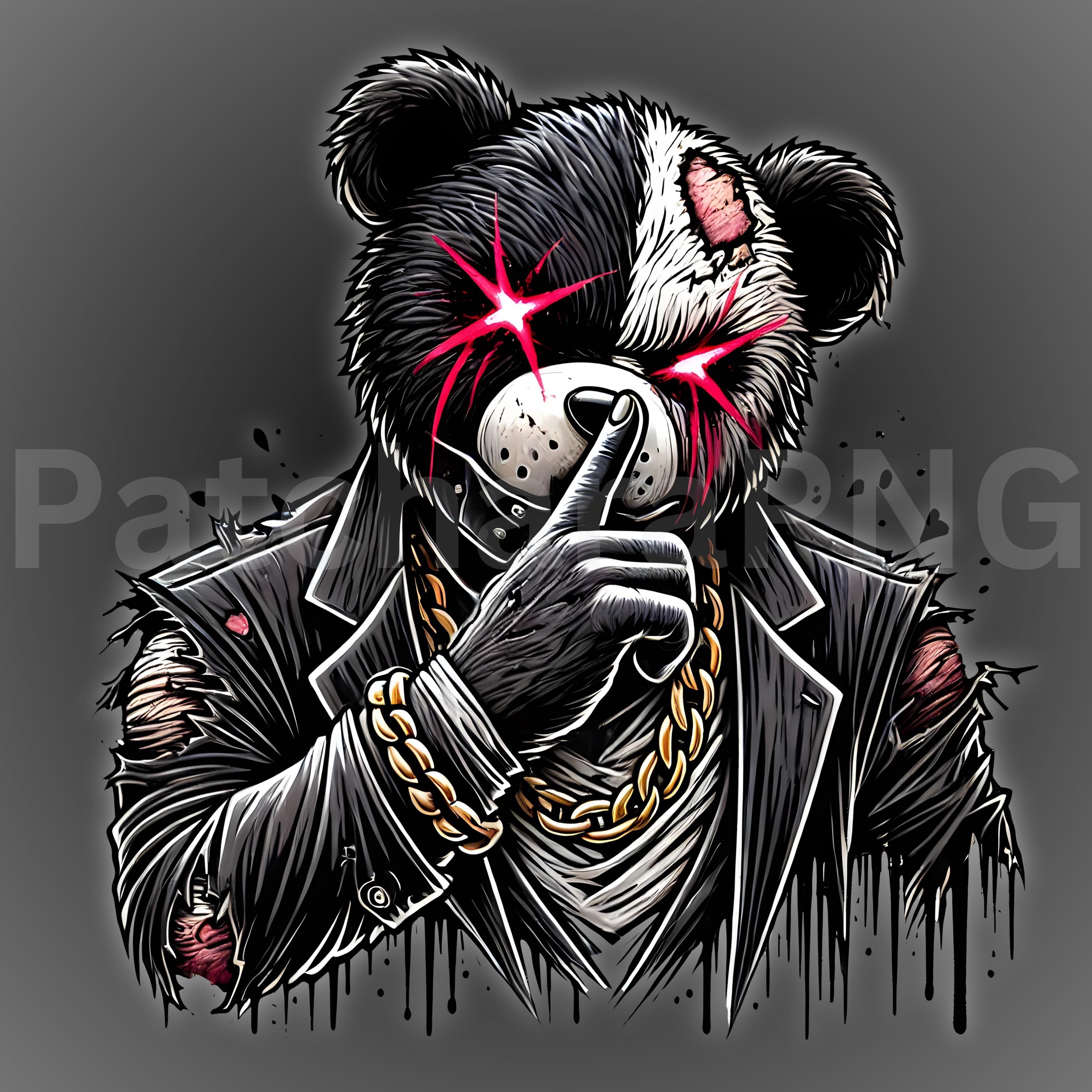 Horror PNG , Gangster Bear | Silent Rebel Teddy Sublimation Design ...