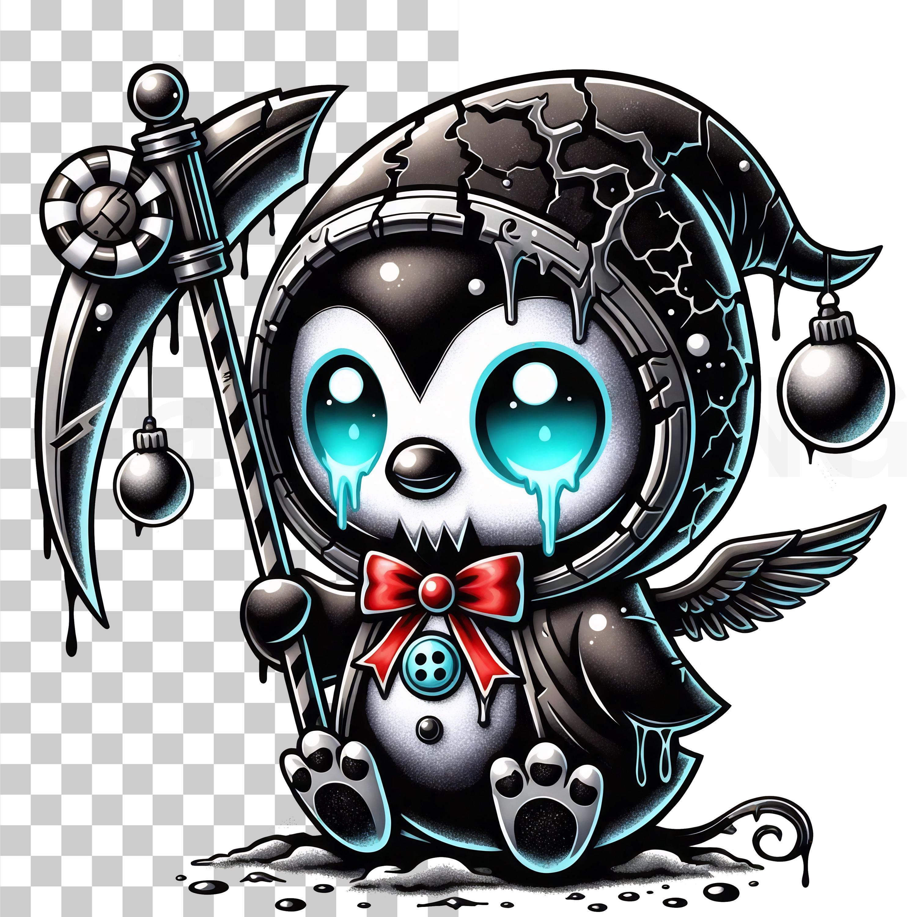 Creepy Cute Gothic Penguin PNG – Cute Grim Reaper Christmas Clipart ...
