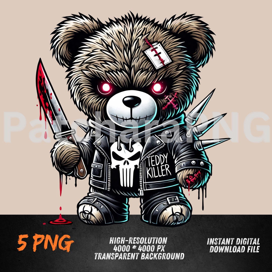 Creepy Horror Bear PNG | Spooky Bear | Halloween Digital Download ...