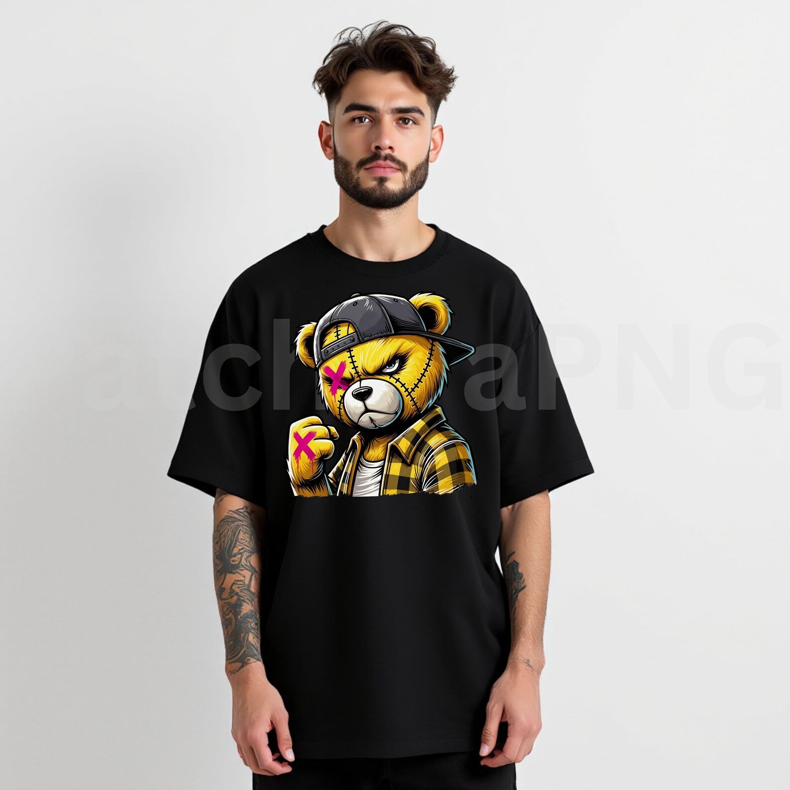 Yellow Gangsta Bear PNG | Teddy Clipart With X Eyes and Hat | Urban ...