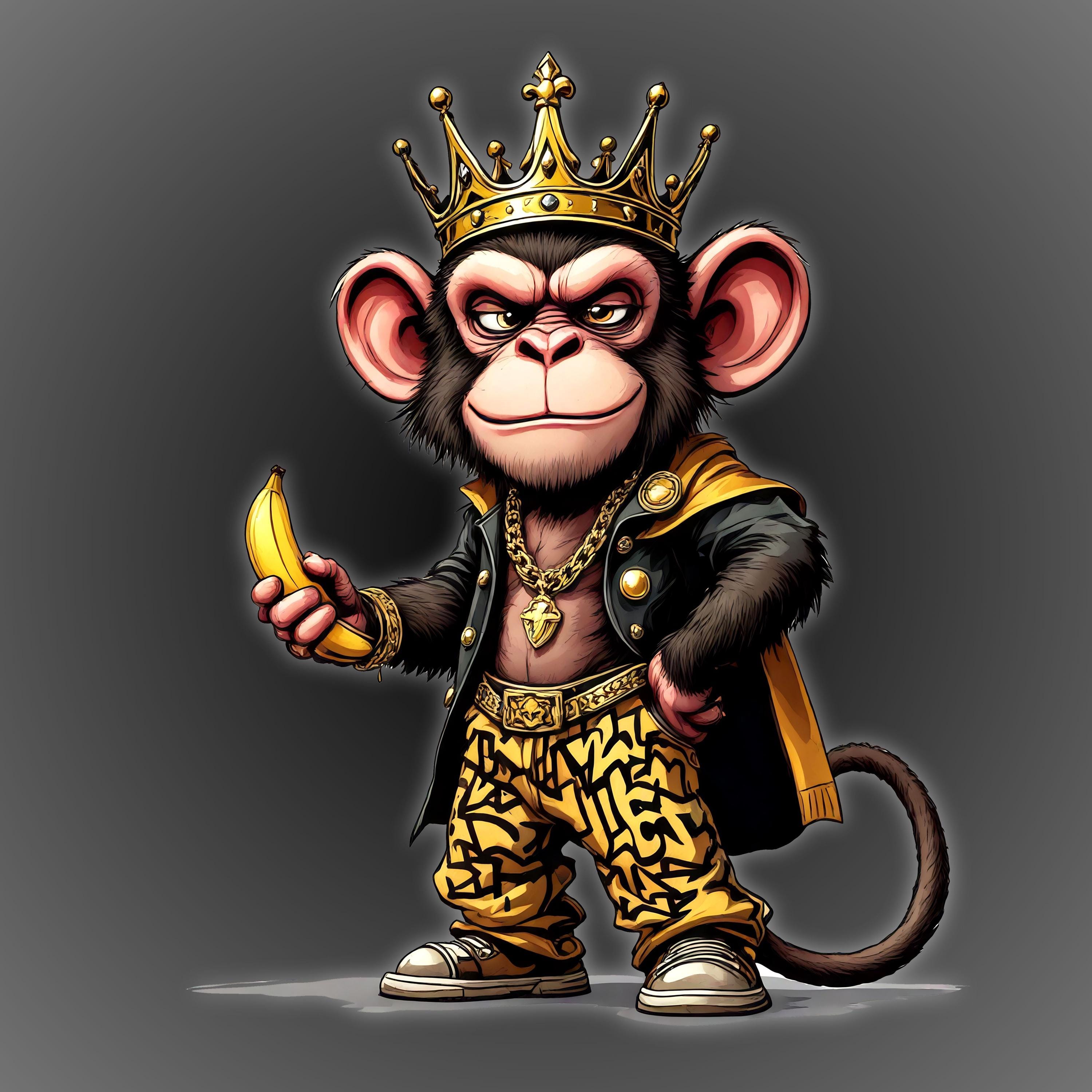 Monkey King PNG | Royal Street Monkey Clipart With Crown and Banana ...