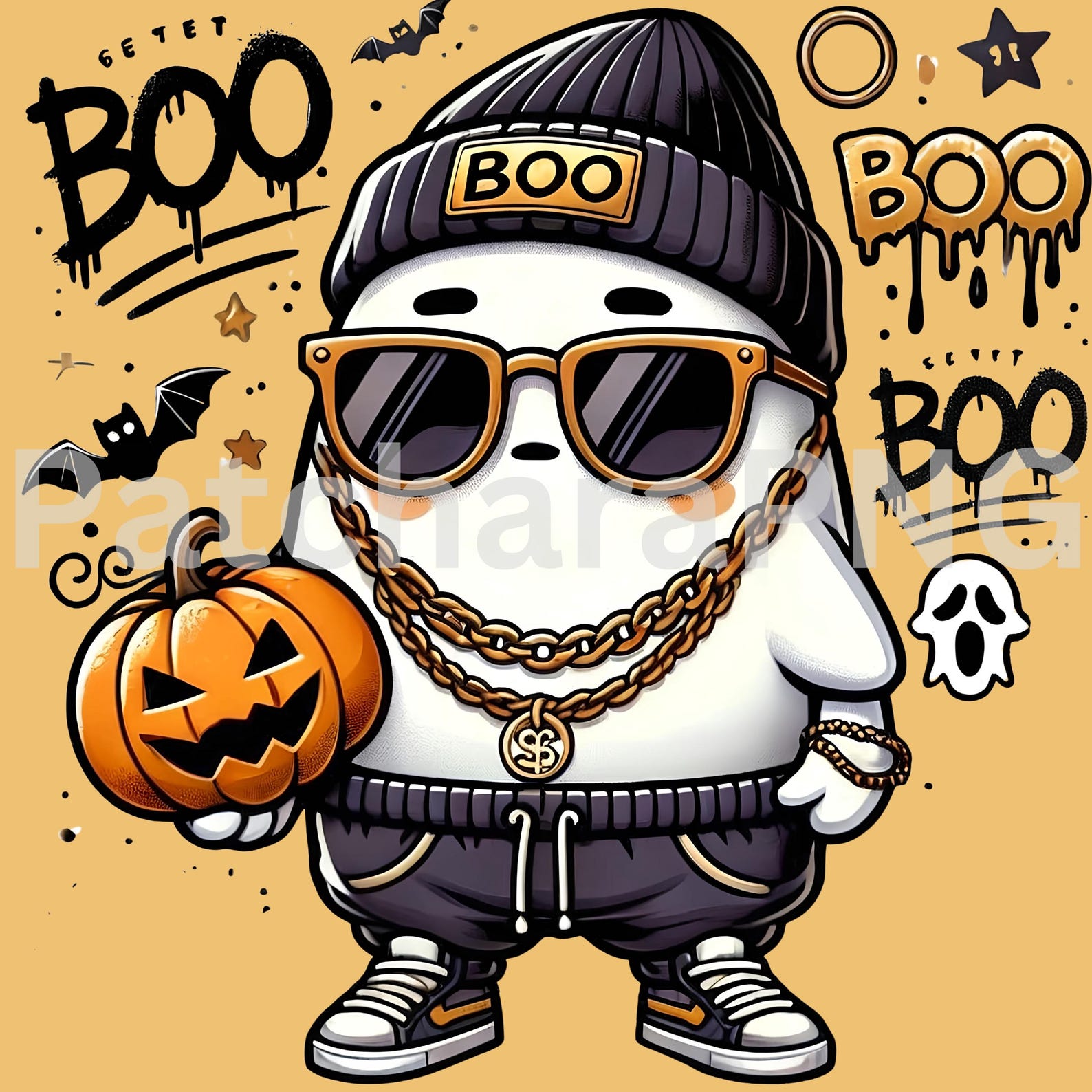 Hip-hop Ghost PNG | Cool Halloween Cartoon Character | Digital Download ...