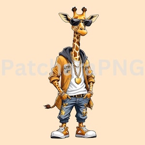 Hip-hop Giraffe Graffiti Art - Cool Cartoon Giraffe With Gold Chains ...