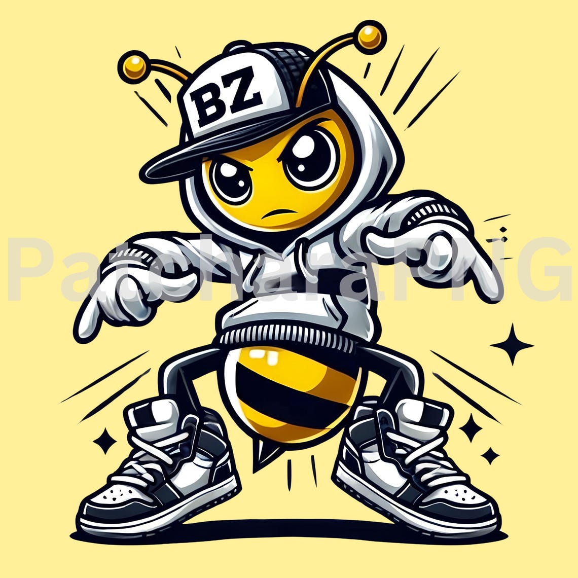 Cool Hip-hop Bee Graffiti Clipart | Urban Streetwear Cartoon Bee PNG ...