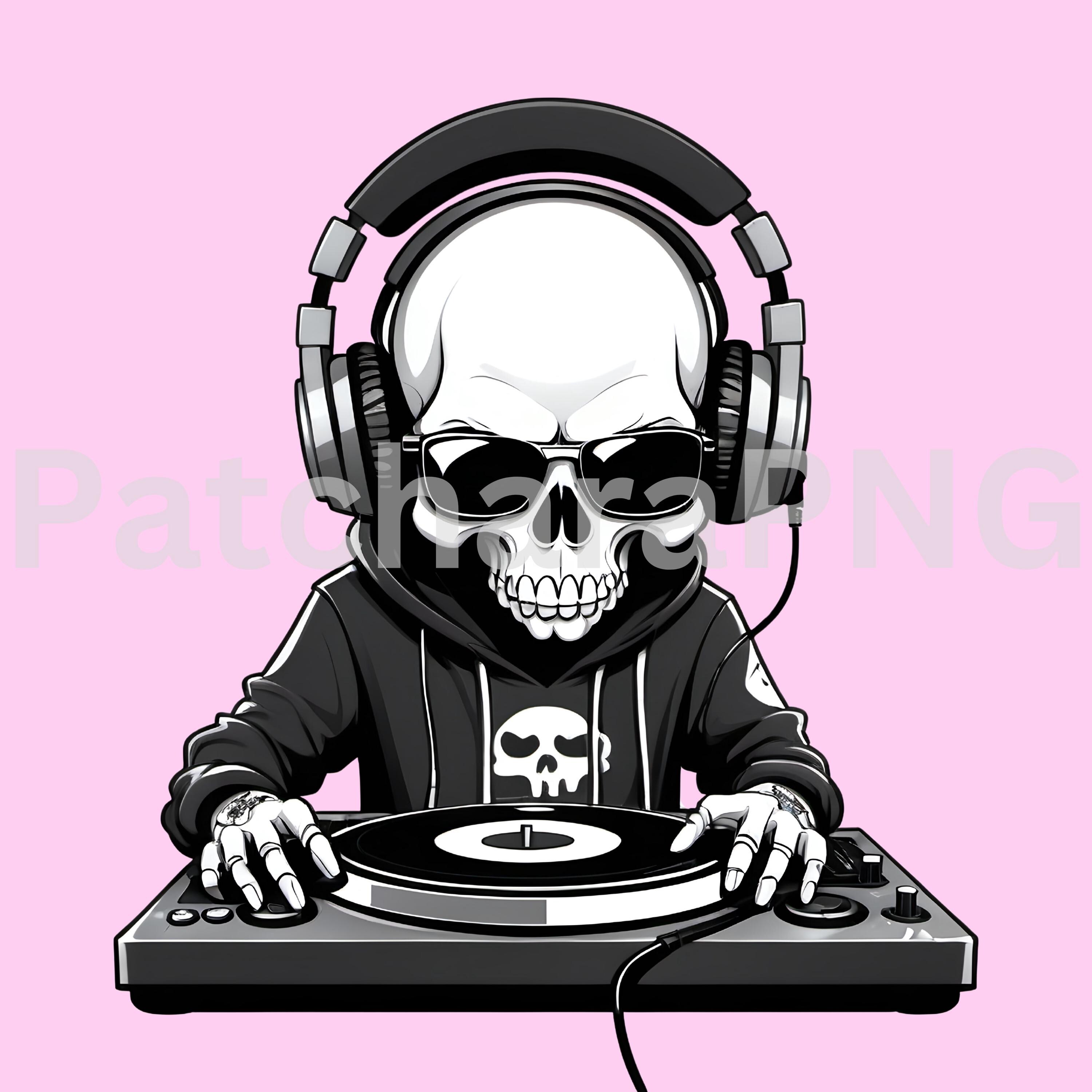 Hip-hop Skull DJ Png Cartoon Skull Wearing Sunglasses & Headphones ...