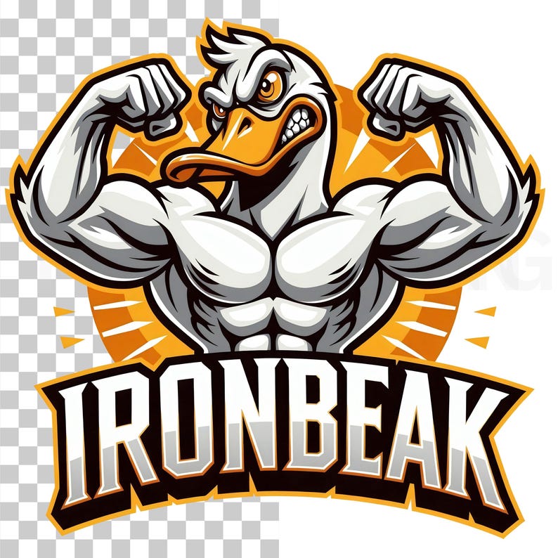 Ironbeak Muscle Duck PNG | Gym Mascot Logo Clipart | Flexing Cartoon ...