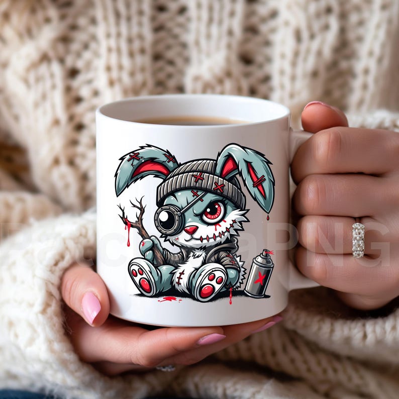 Graffiti Bunny PNG | Dark Cute Bunny Clipart With Spray Can | Urban ...