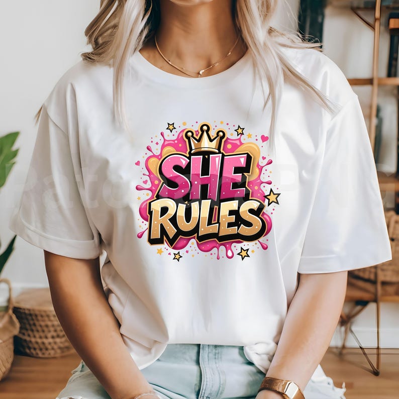 She Rules PNG | Feminine Graffiti Quote Clipart With Crown | Girl Power ...
