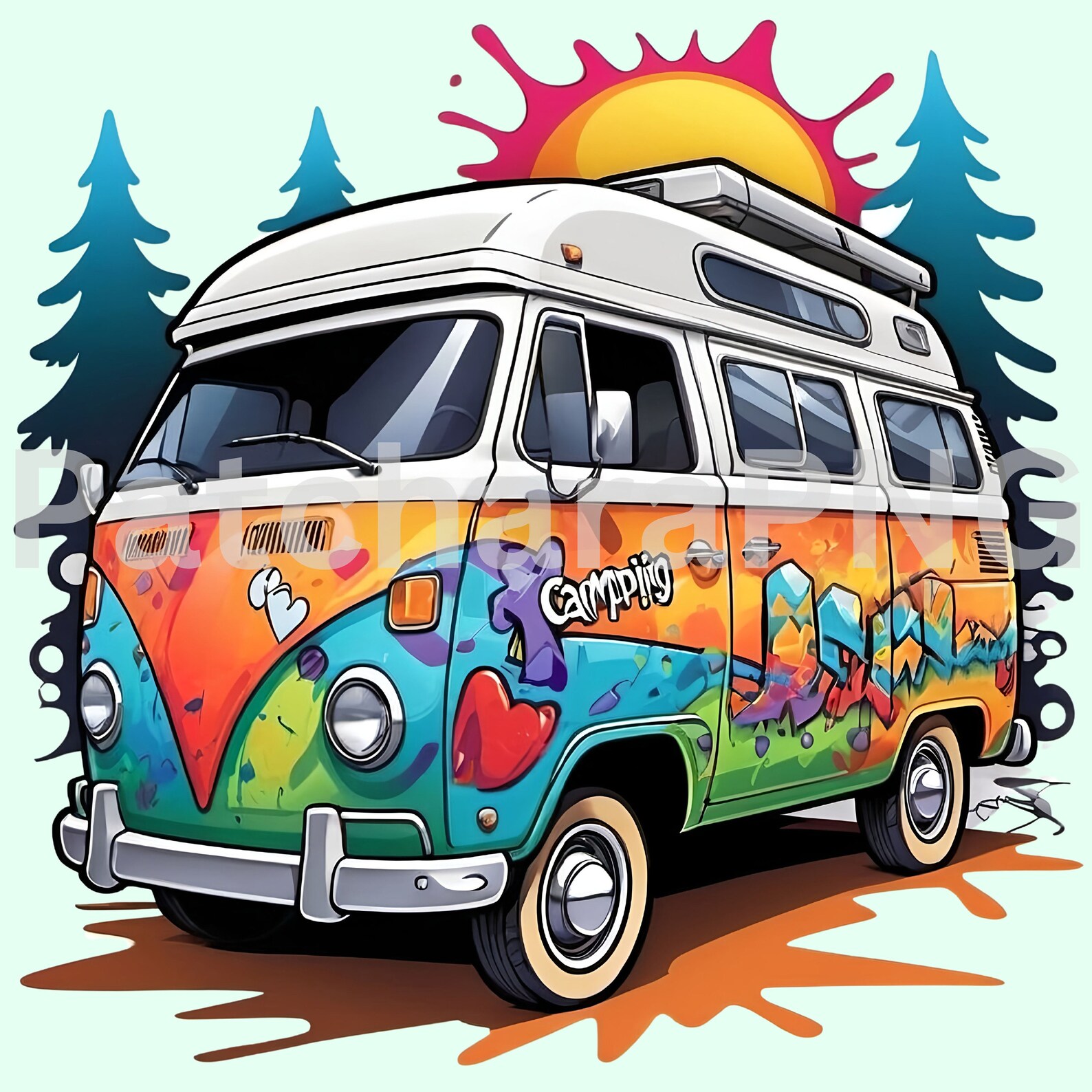 Van Campping Graffiti,adventure Van Graffiti,hip-hop Camper Art,urban ...