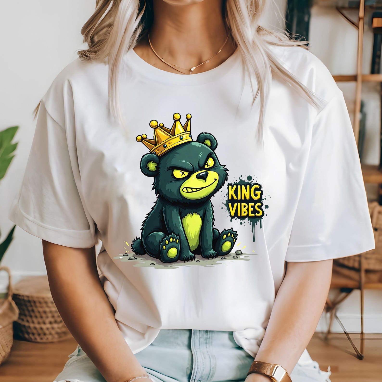 King Bear PNG | Cute Green Bear Clipart With Crown | King Vibes ...