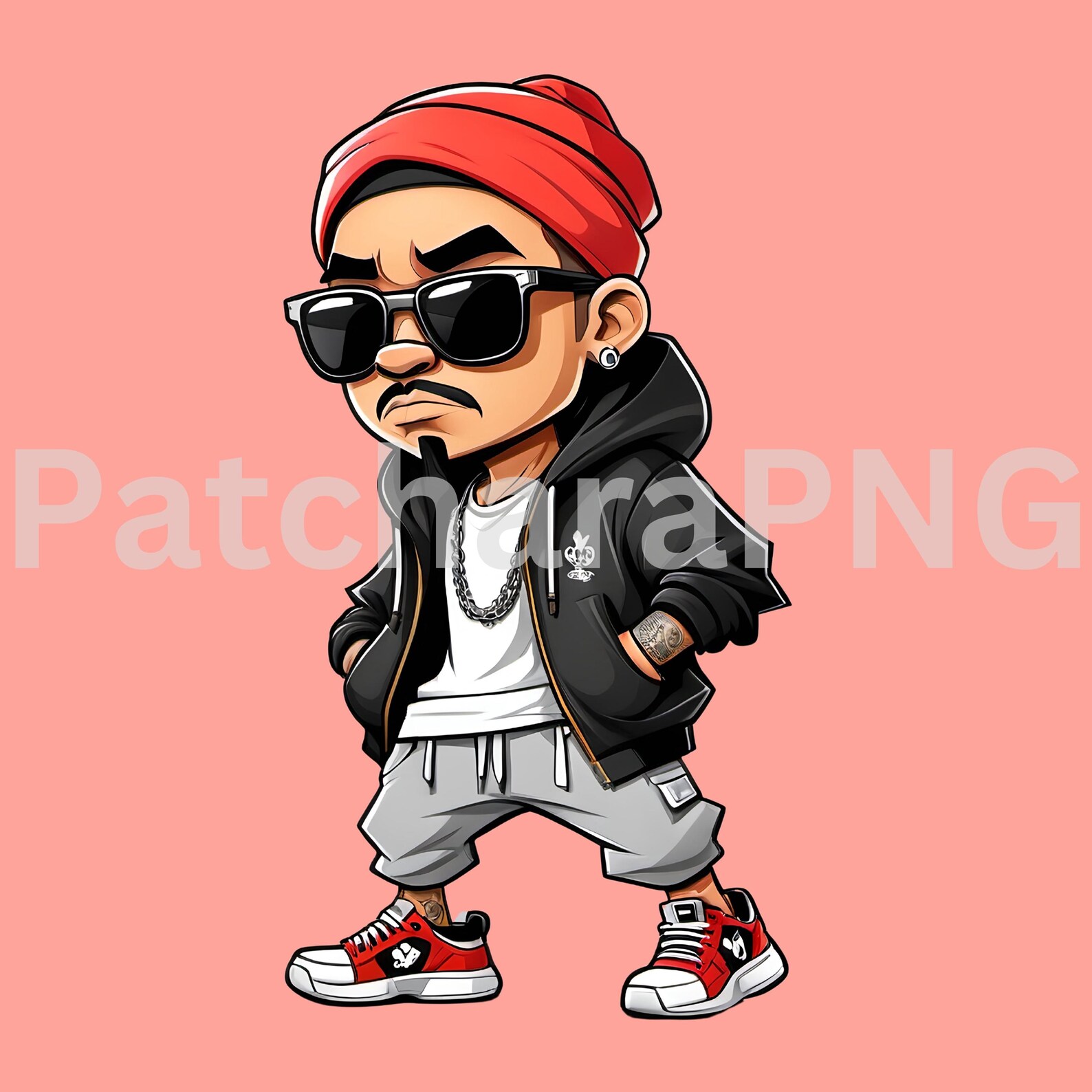 Cool Hip-hop Gangster PNG - Cartoon Streetwear Character With Bandana ...
