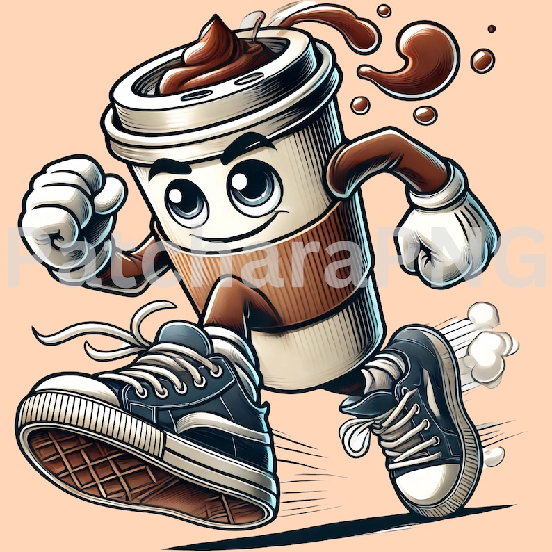 Running Coffee Cup PNG | Cute Cartoon Coffee Cup Clipart | Coffee Lover ...