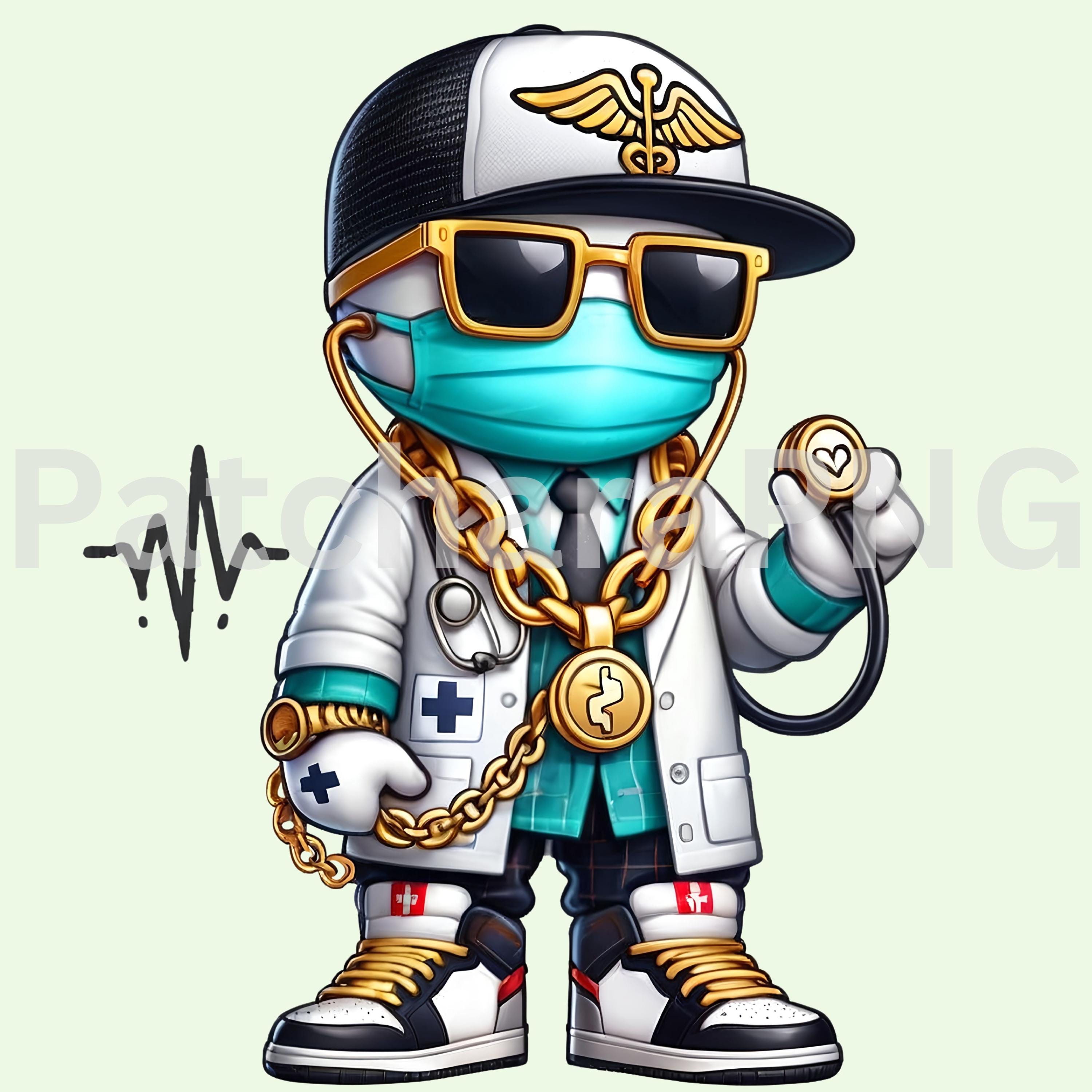 Hip-hop Doctor Cartoon Clipart | Cool Doctor With Stethoscope & Mask ...