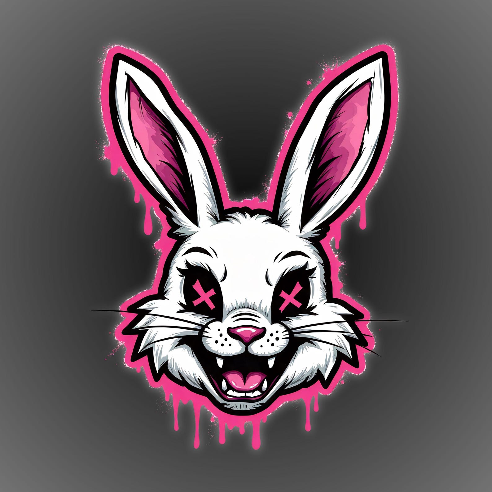 Evil Bunny PNG | Crazy Rabbit Face Clipart | Graffiti Style Animal ...