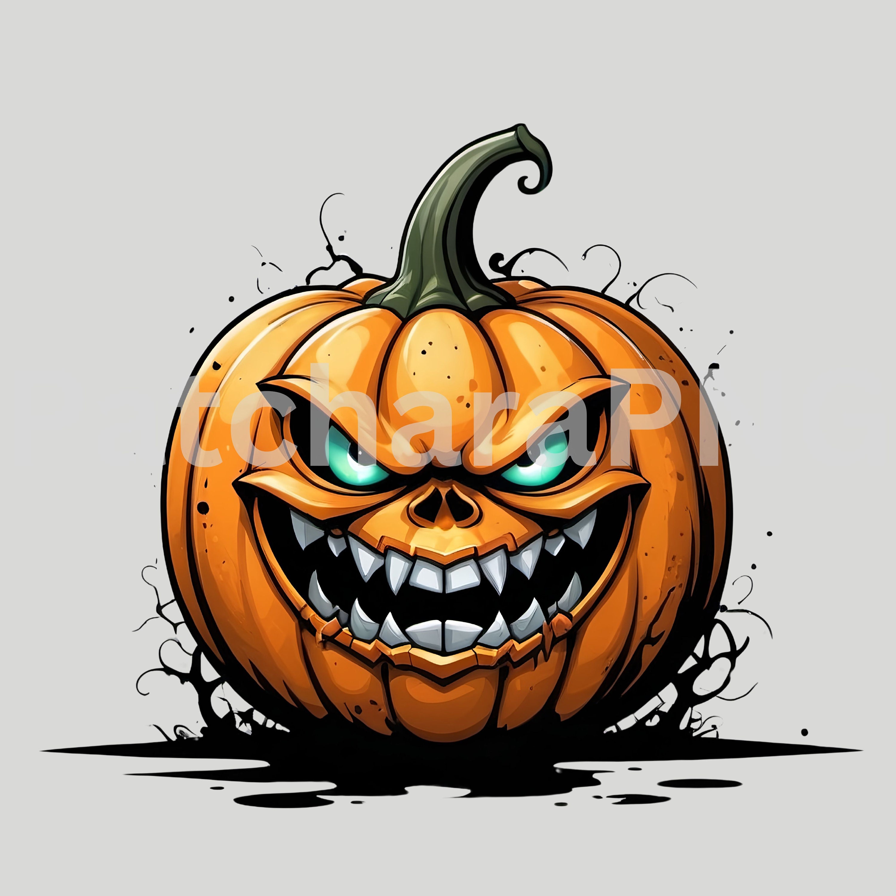 Menacing Evil Pumpkin Graffiti Art - Sinister Pumpkin Design for Spooky ...