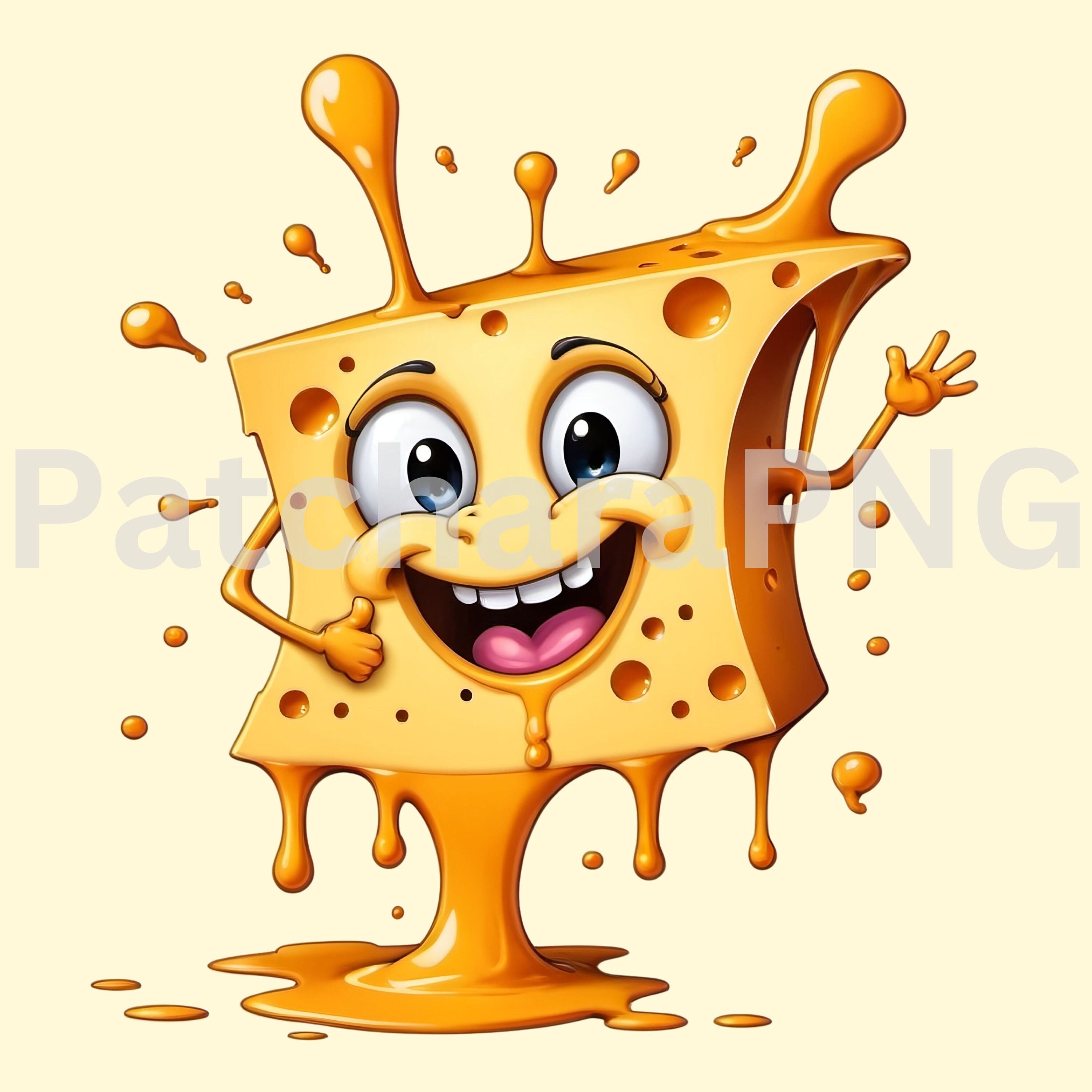 Cheese Meltdown Graffiti Art Fun and Playful Design on White Background ...