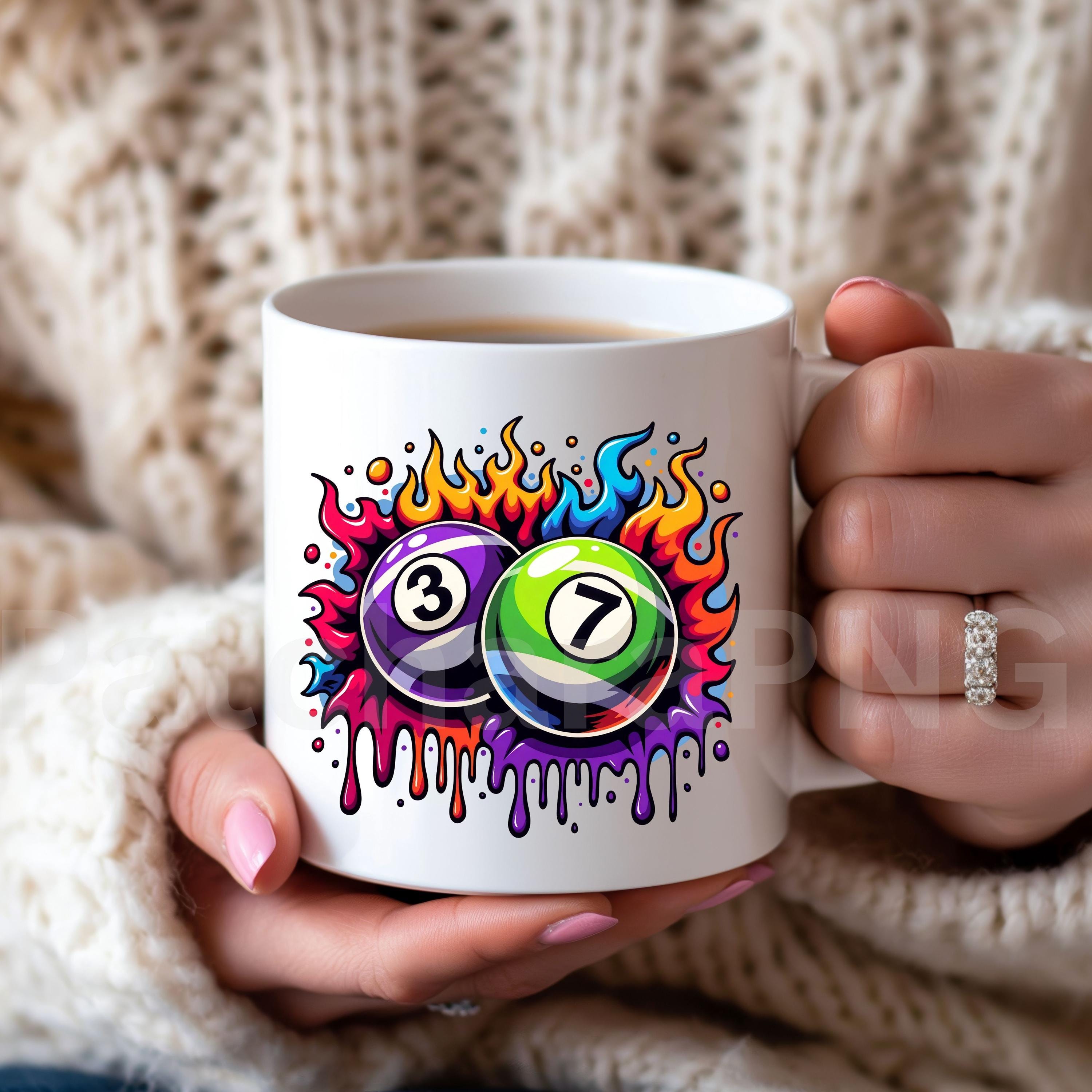 Graffiti Pool Ball PNG 3 & 7 Flame Art | Bold Billiards Clipart for DTF ...
