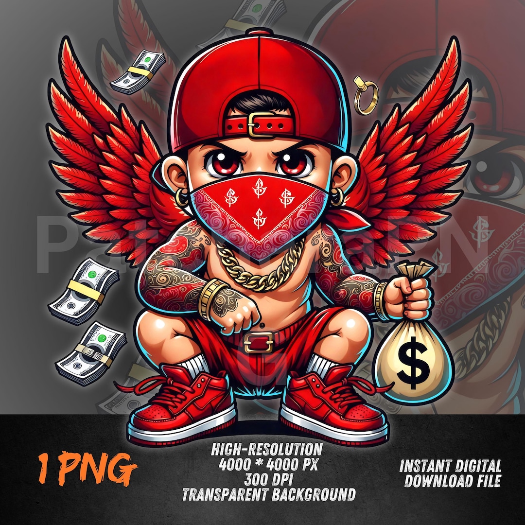 Gangster Angel PNG – Hip Hop Graffiti Character Clipart for Streetwear ...