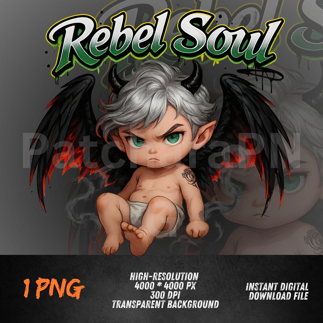Cute Angel Png , Rebel Soul Devil Baby PNG – Graffiti Style Tattoo Art ...