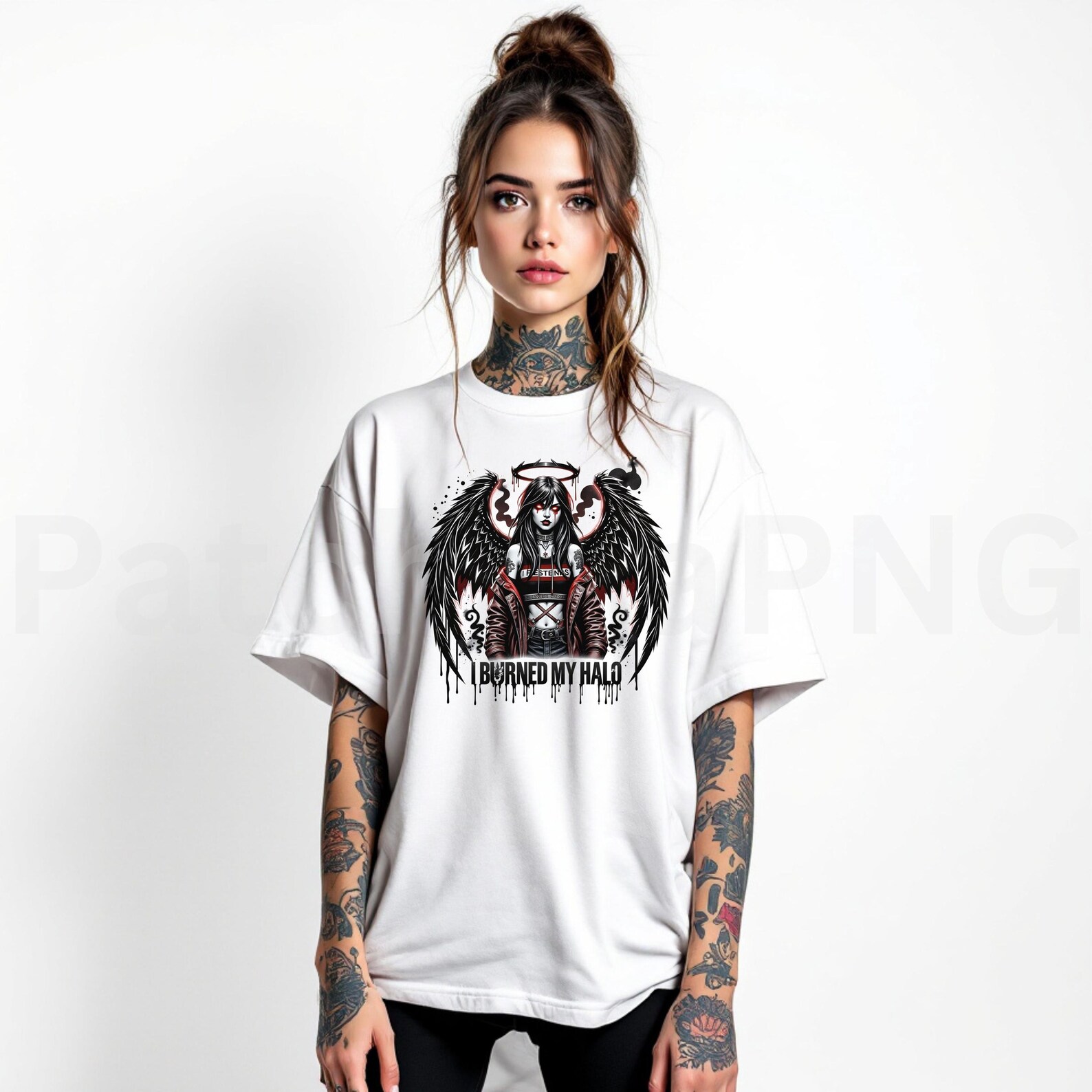 Fallen Angel Girl PNG | Gothic Dark Graffiti Art | DTF Transfer ...