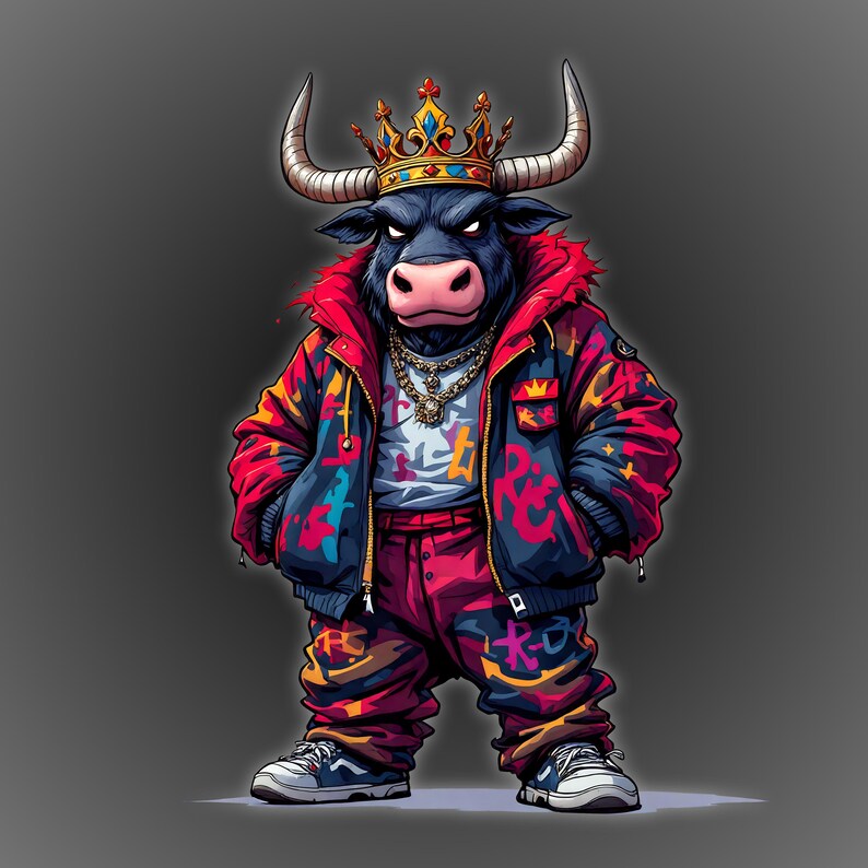 King Cow PNG | Royal Gangsta Cow Clipart With Crown | Urban Street ...
