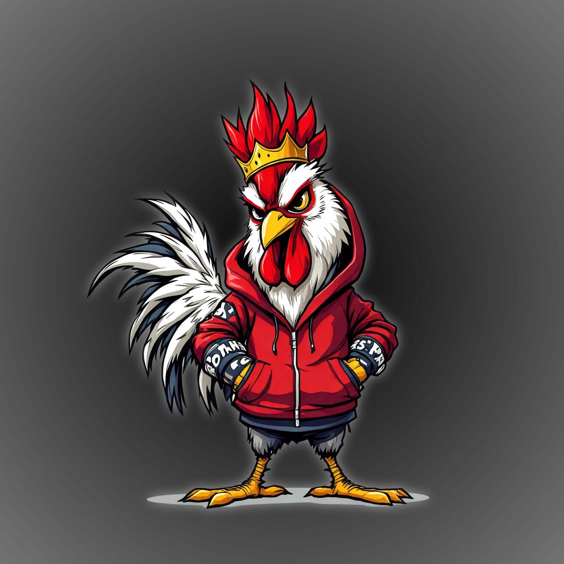 Rooster King PNG | Gangsta Chicken Clipart With Crown and Hoodie ...