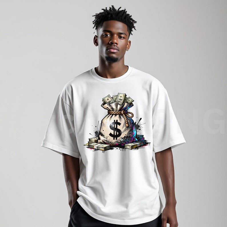 Money Bag PNG Graffiti Style | Dollar Cash Clipart for Shirt ...