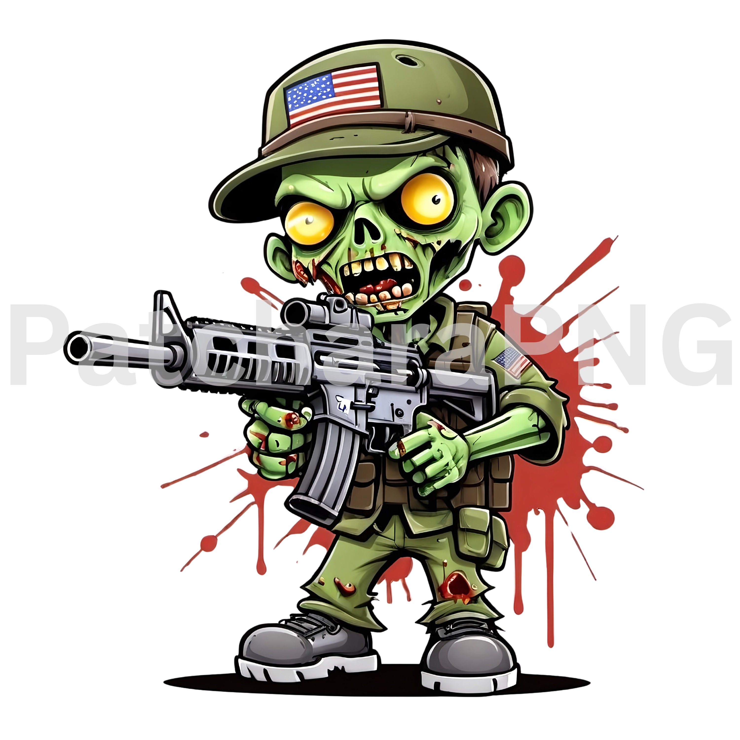 Zombie Soldier Cartoon Character Art Print, Military Undead, Graffiti ...