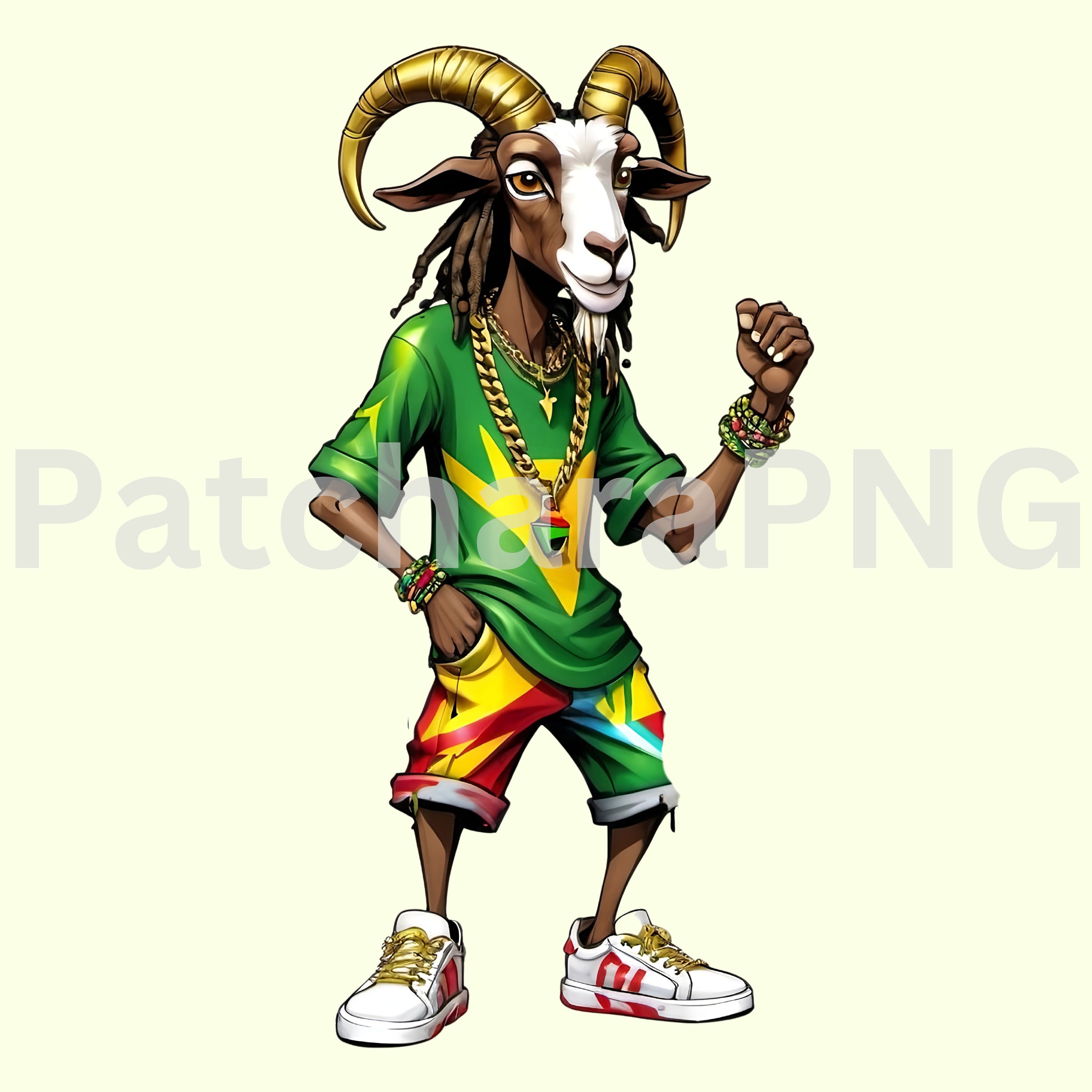 Rasta Goat Cartoon Graffiti Art Vibrant Jamaican Hip-hop Goat Character ...