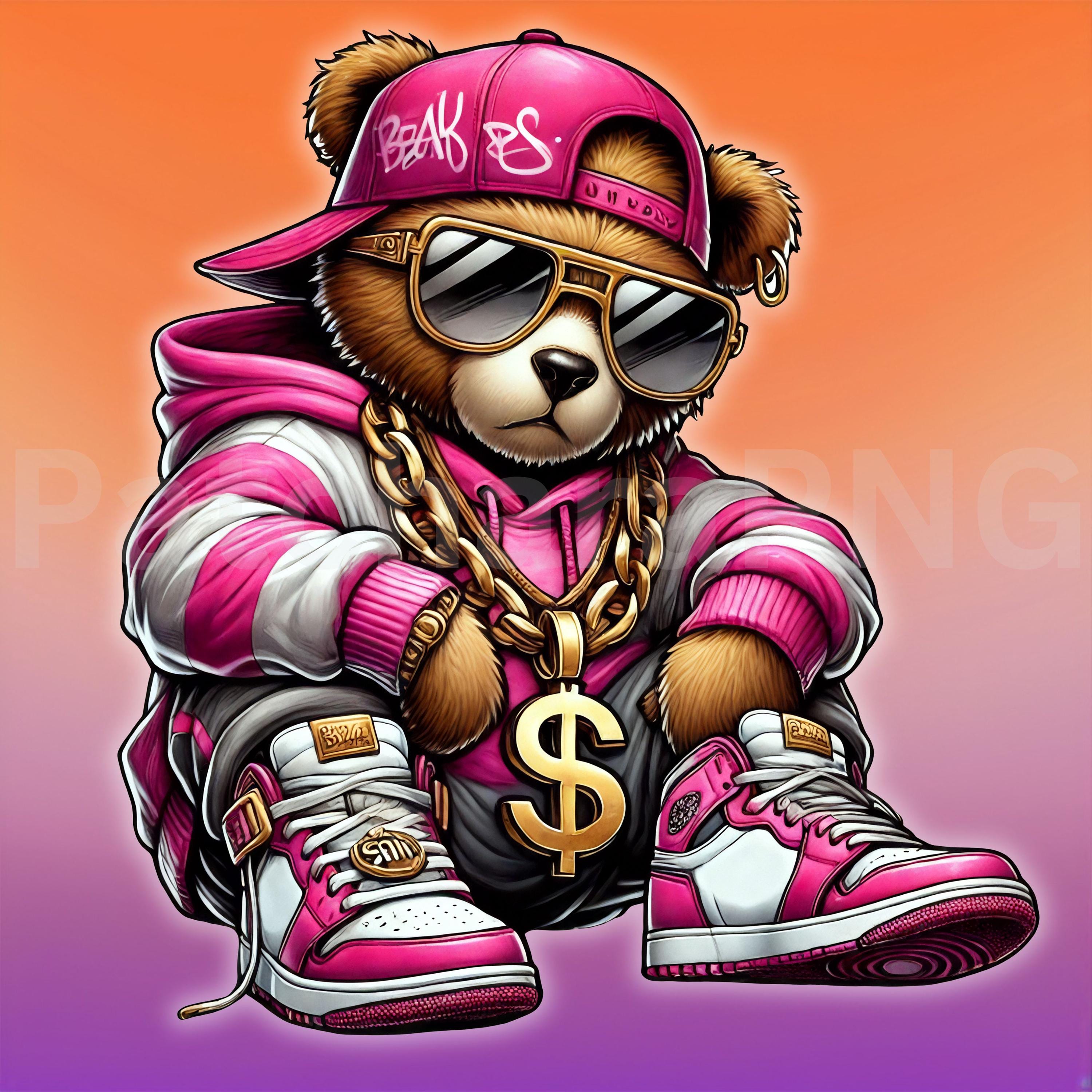 Pink Swag Bear PNG | Hip Hop Teddy Clipart With Bling and Cap | Gangsta ...