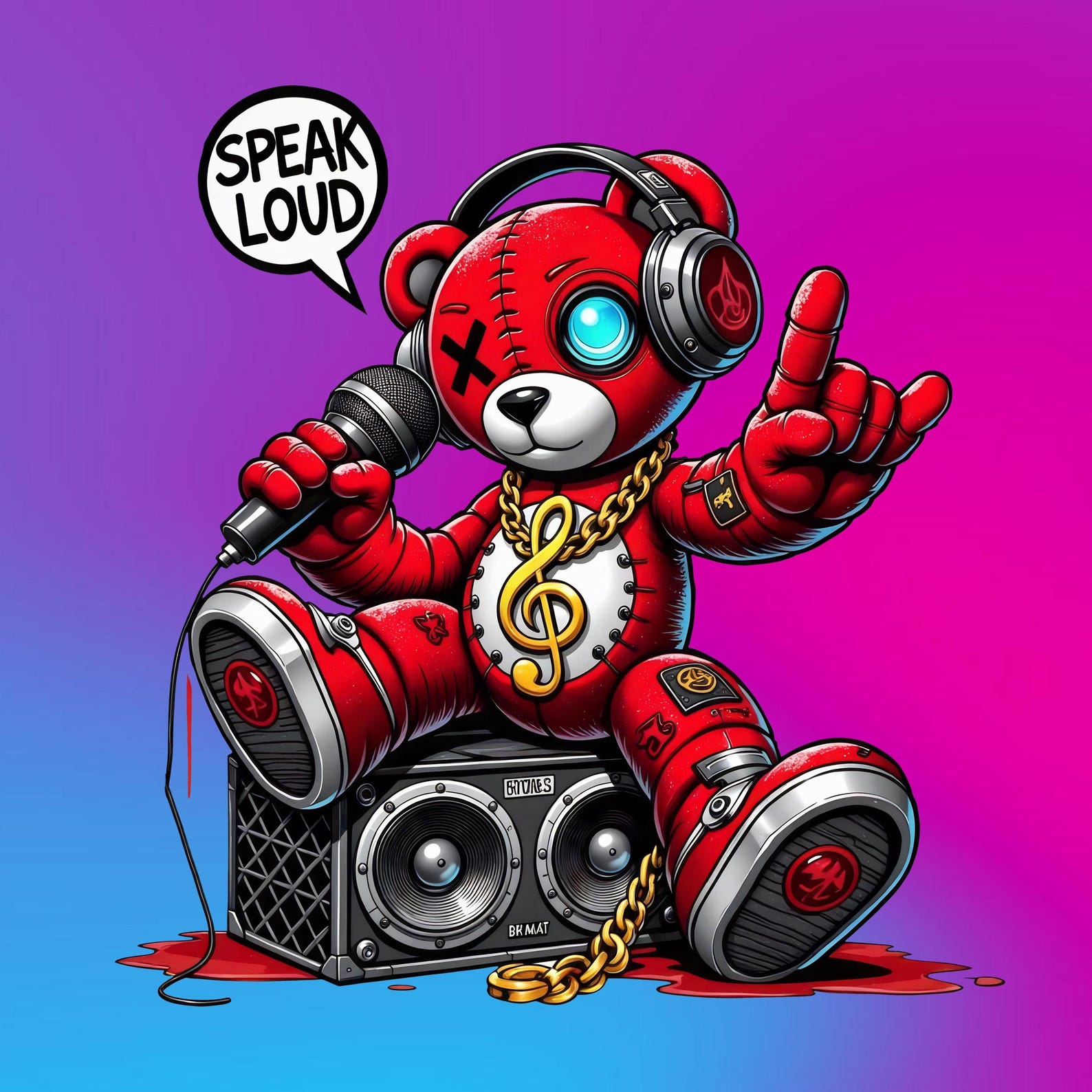 Speak Loud Rap Bear PNG | Hip Hop Music Clipart for Sublimation | DTF ...
