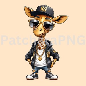 Hip-hop Giraffe Graffiti Art - Cool Cartoon Giraffe With Gold Chains ...