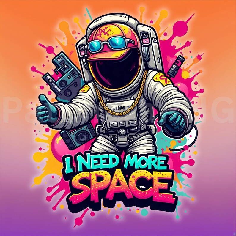 Funny Space Astronaut PNG | Urban Graffiti Cartoon | DTF, Sublimation ...
