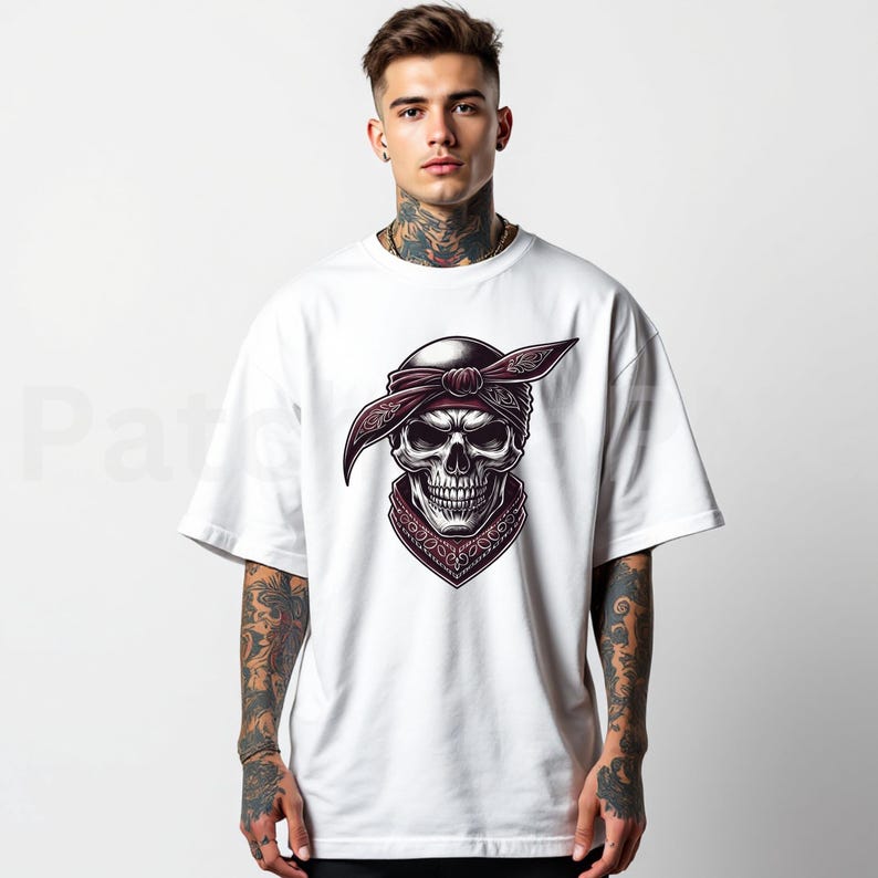 Bandana Skull PNG | Gangsta Skull Clipart for Shirt Design | Tough ...