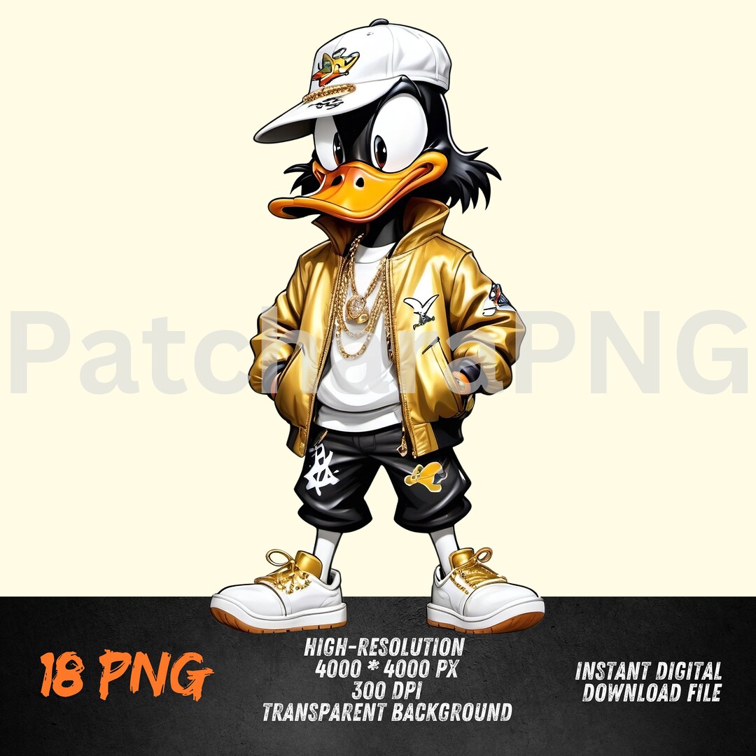 Hip-hop Duck Cartoon Graffiti Art, Digital Download PNG, JPEG Celebrate ...