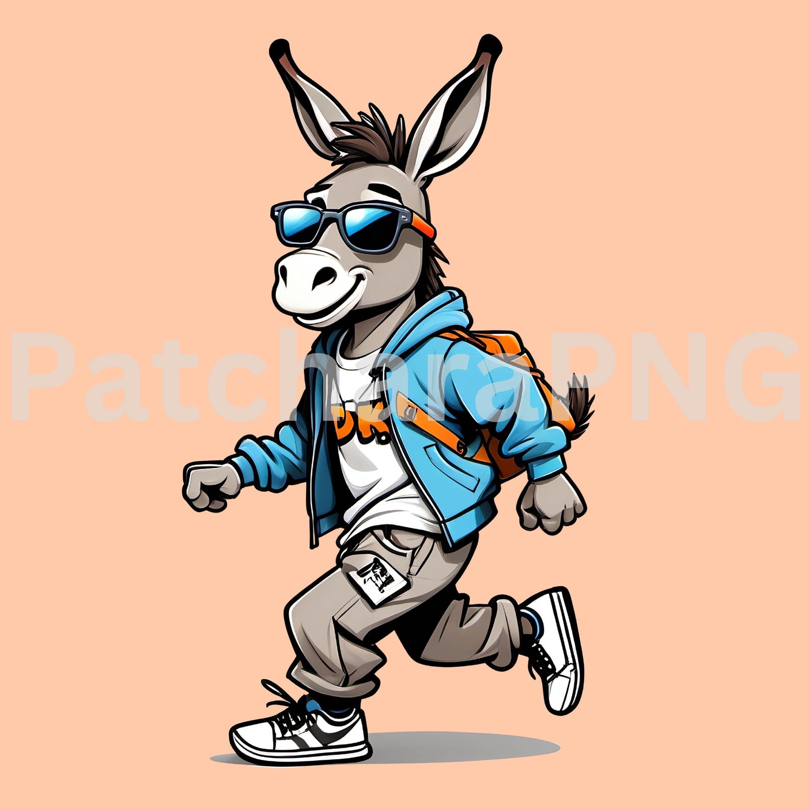 Cool Donkey Cartoon Character in Hip-hop Streetwear | Graffiti-style ...