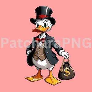 Rich Duck PNG | Fancy Cartoon Duck Holding Cash | Money Style Clipart ...