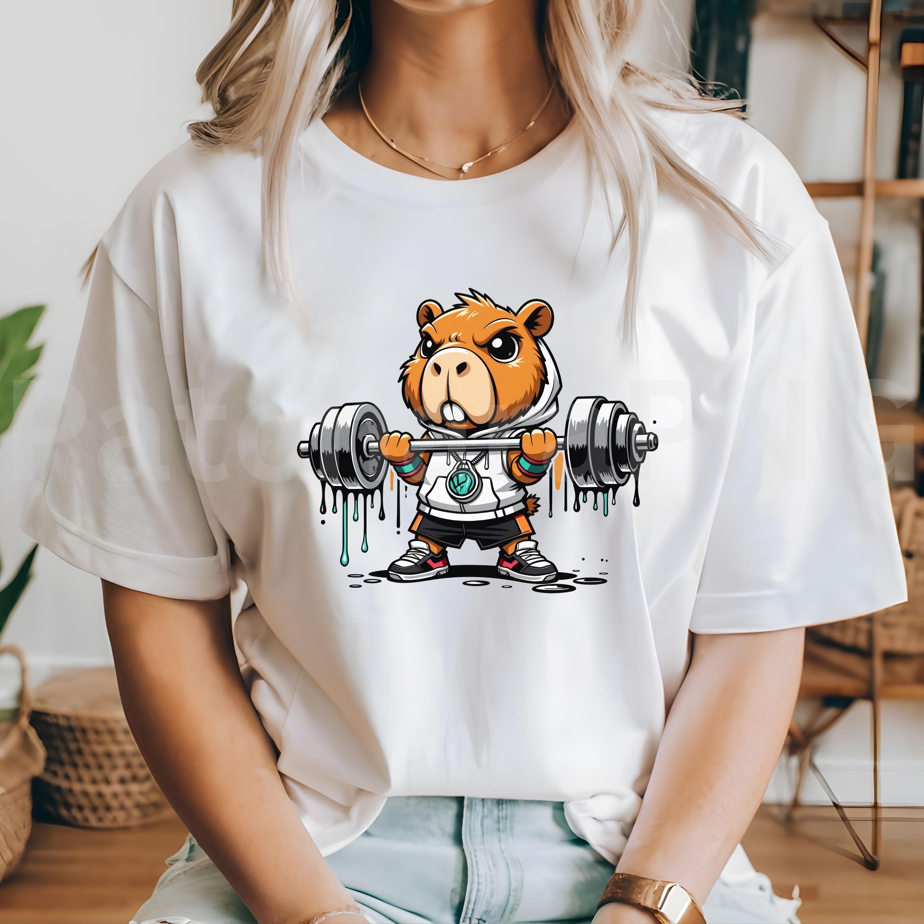 Capybara Gym PNG Mascot | Cute Weightlifting Hoodie Animal Clipart ...